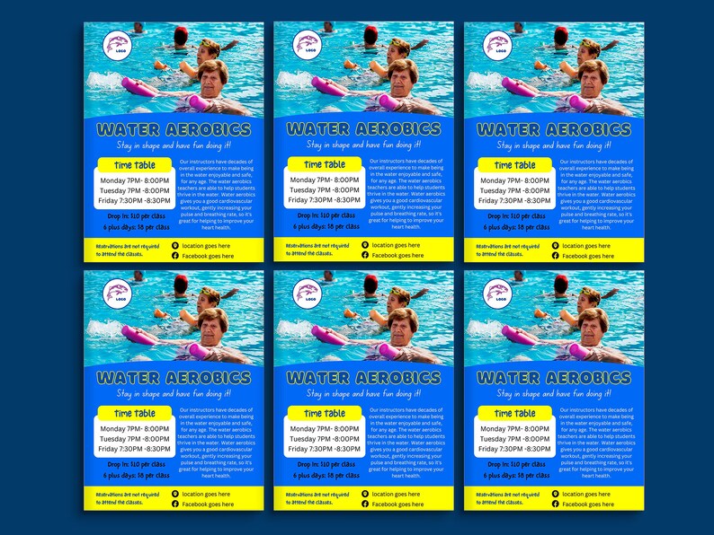 Water Aerobics Flyer Editable Flyer DIY Canva Template - Etsy