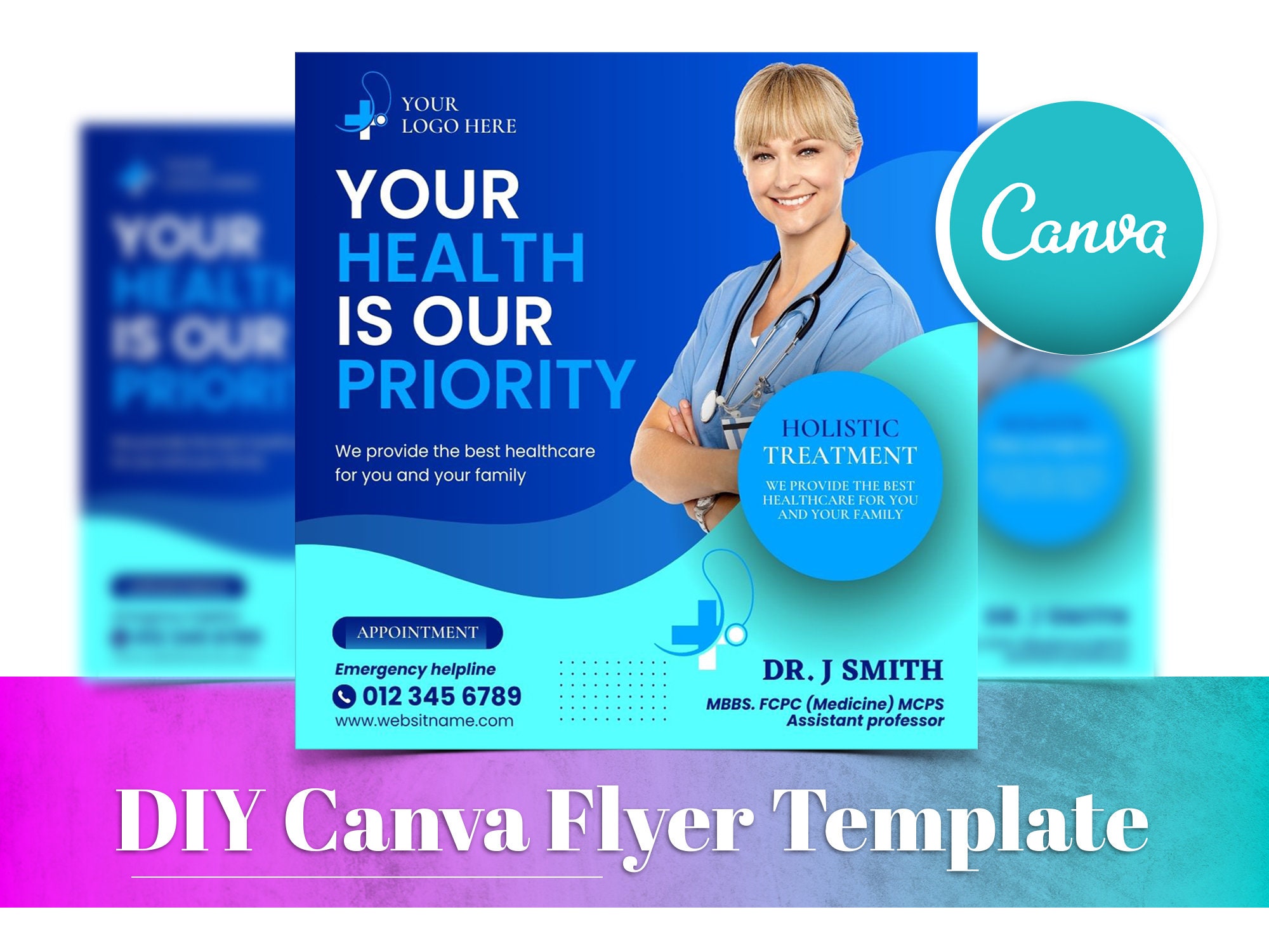 Doctor Flyer, Family Doctor Design, Hospital Flyer, DIY Canva Health ...