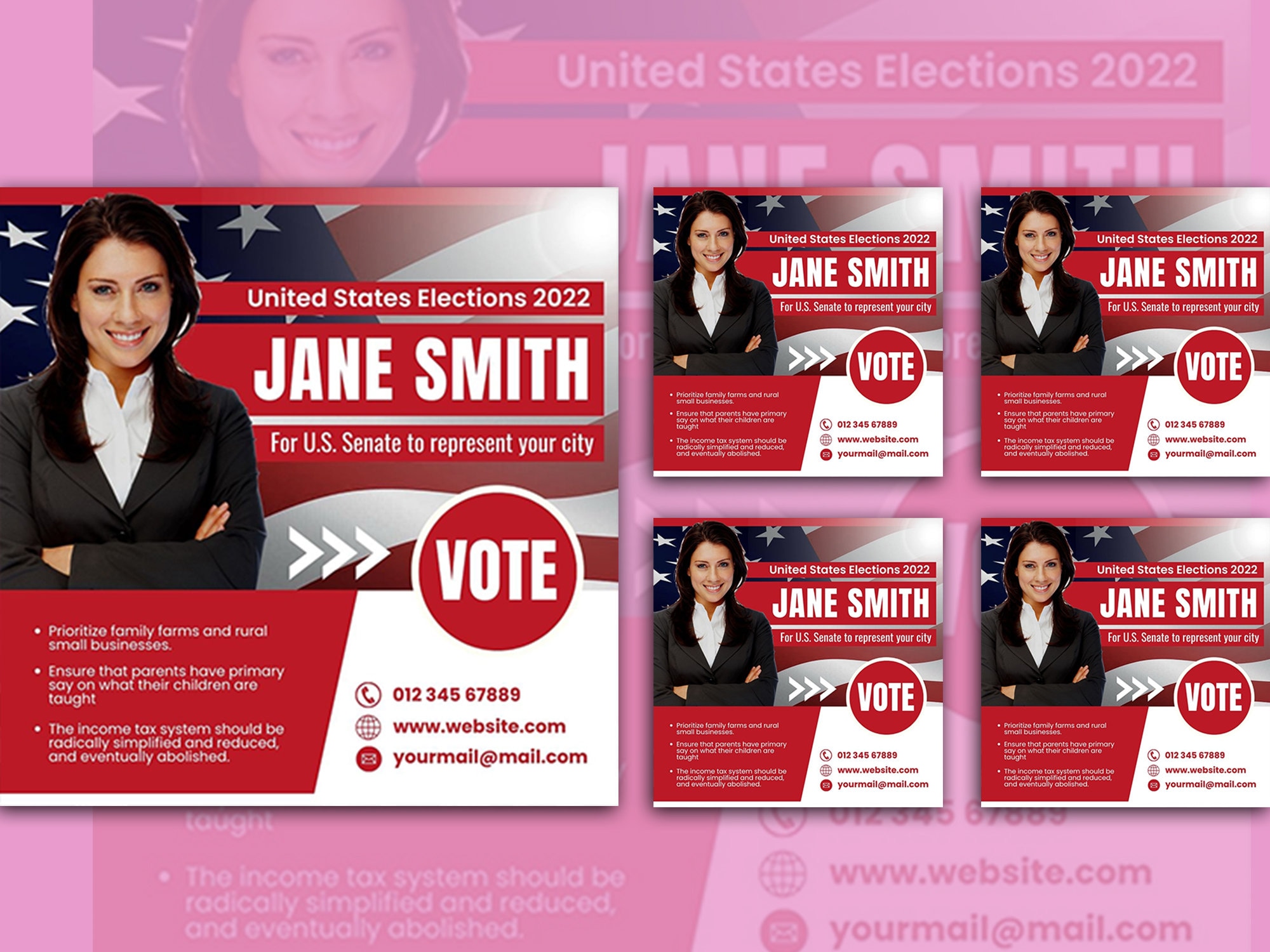 Election Flyer, Printable Election Card Design, DIY Canva Election ...