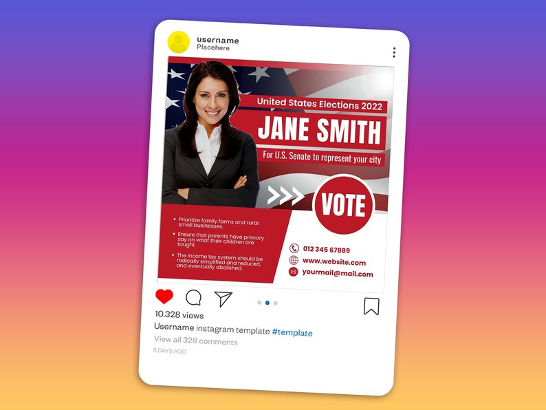 Election Flyer, Printable Election Card Design, DIY Canva Election ...