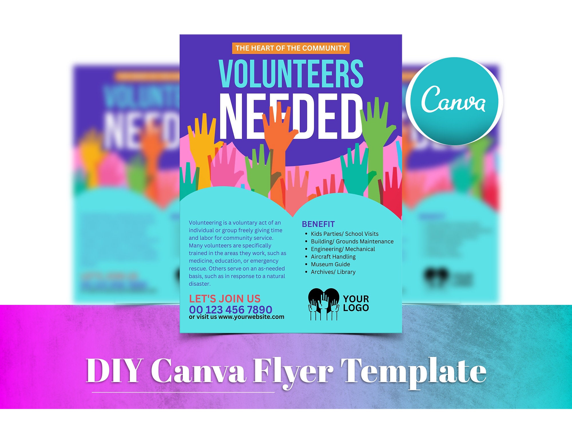 Volunteer Flyer, Volunteers Needed Design, DIY Canva Community Group ...