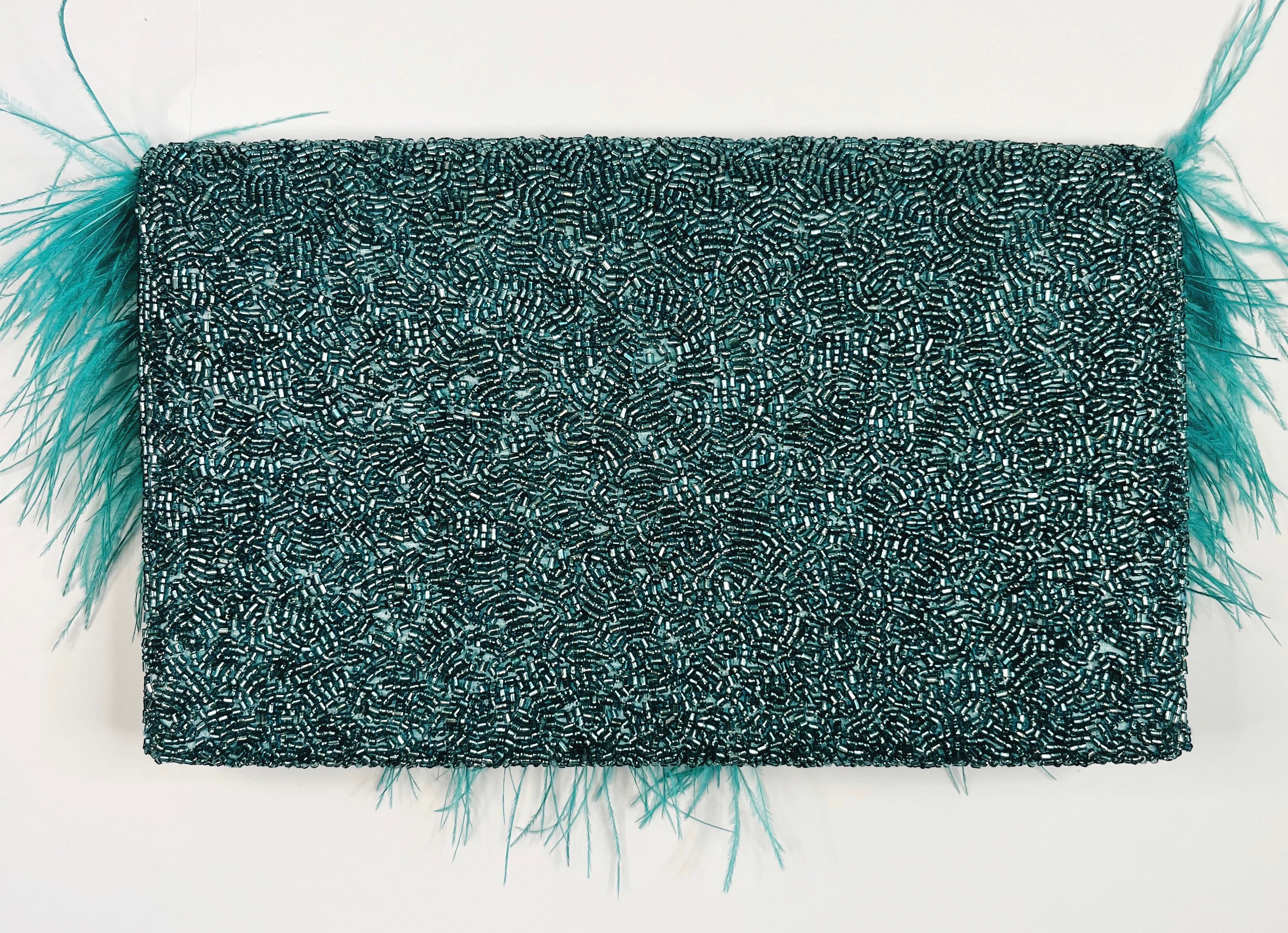 Beaded Clutch Teal Clutch Turquoise Crossbody Teal Beaded - Etsy