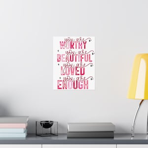 You Are Enough Poster You Are Worthy Poster Mental Health Wall Art for ...