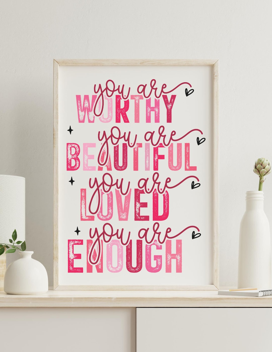 You Are Enough Poster You Are Worthy Poster Mental Health Wall Art for ...