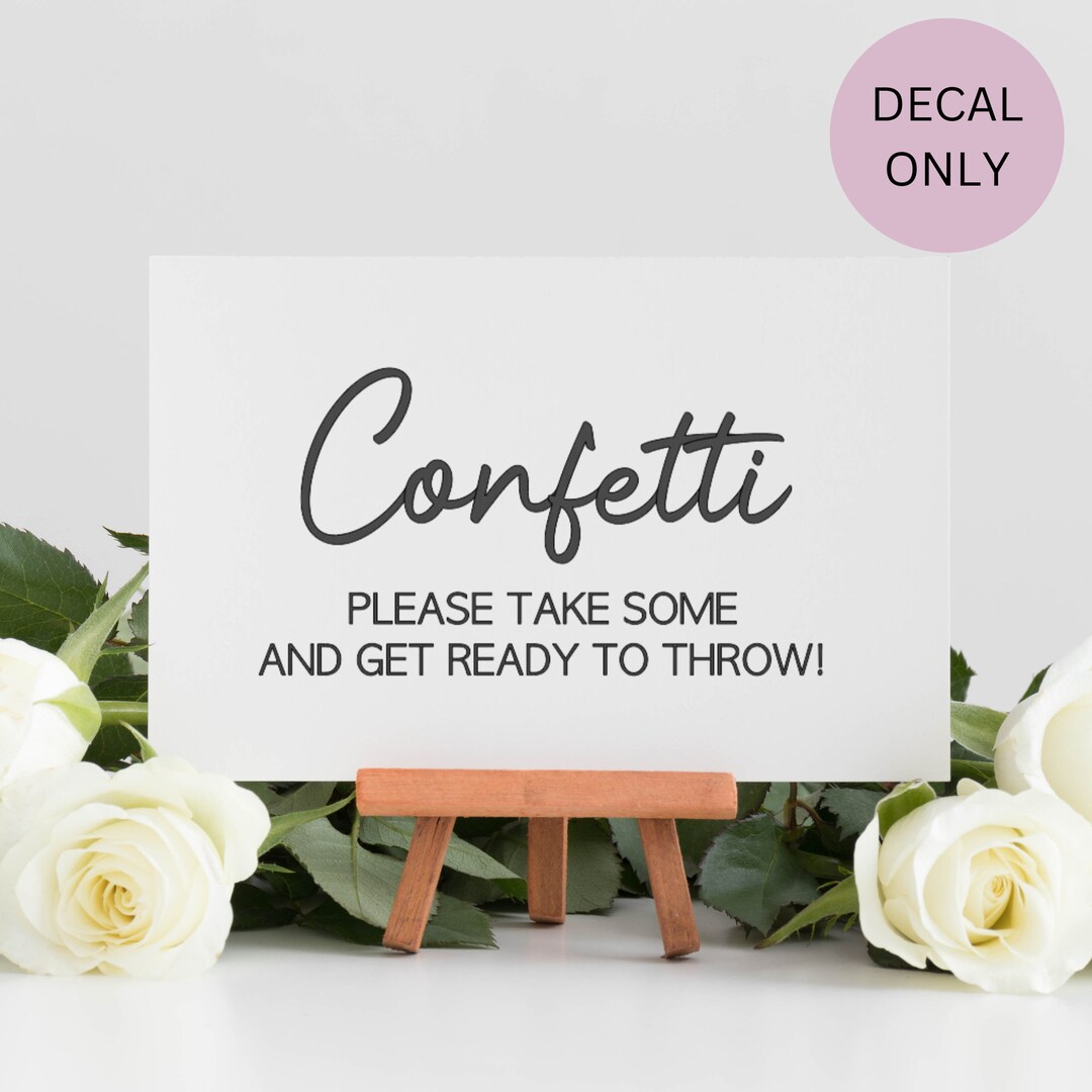 Personalised Confetti Wedding Sign Decal Only Choice of Custom Designs ...
