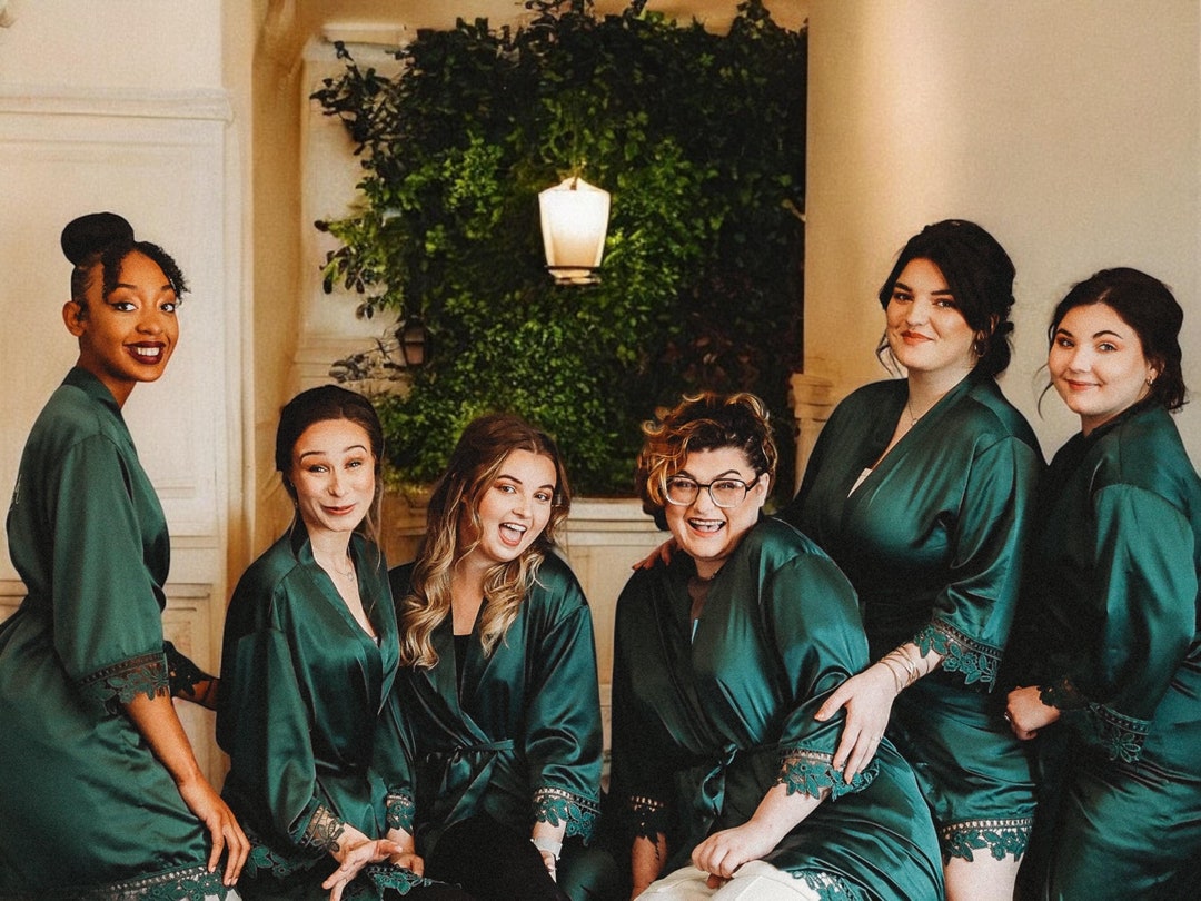 Emerald Green Bridesmaid Robes, Customized Wedding Robes, Bridal Party ...