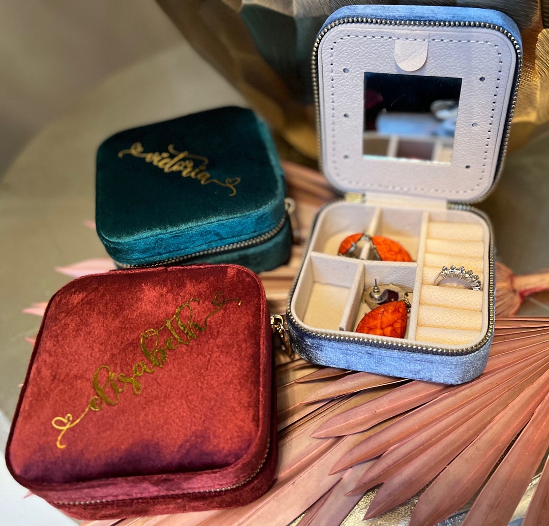 Italian Velvet Jewelry Boxes for Bridesmaid, Bridesmaids Gifts, Jewelry ...