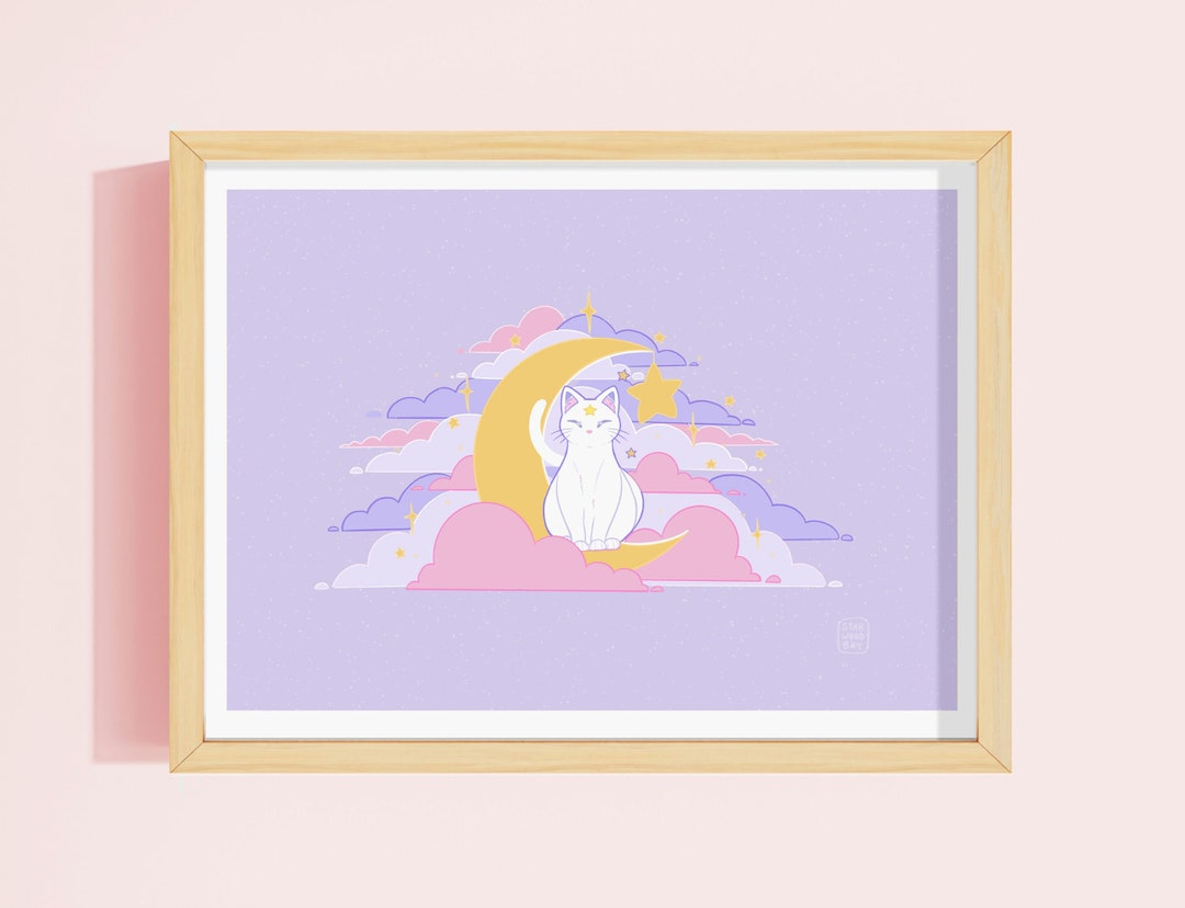 White Cat Art Print, Cat Themed Wall Decor - Etsy