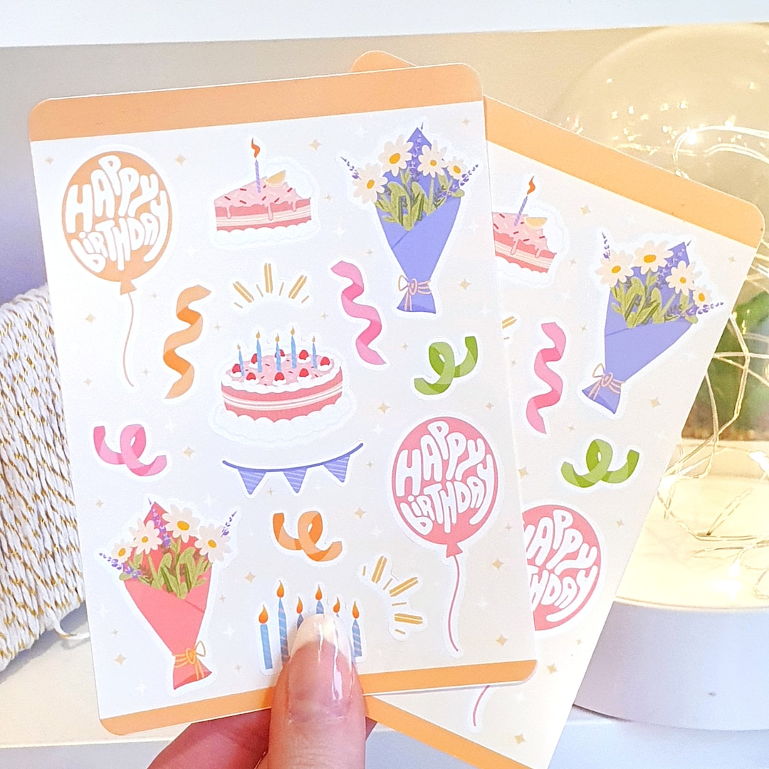 Happy Birthday Sticker Sheet - Journal Stickers - Planner Decoration ...