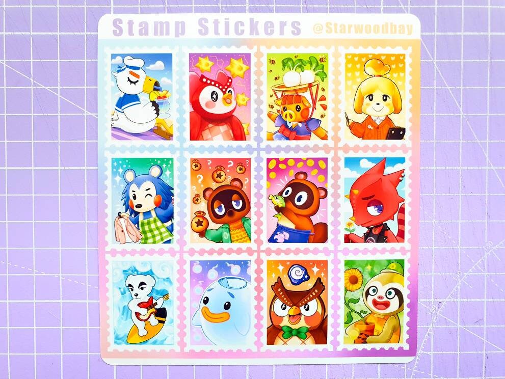 Animal Crossing Postage Stamps Vinyl Sticker Sheet - Etsy