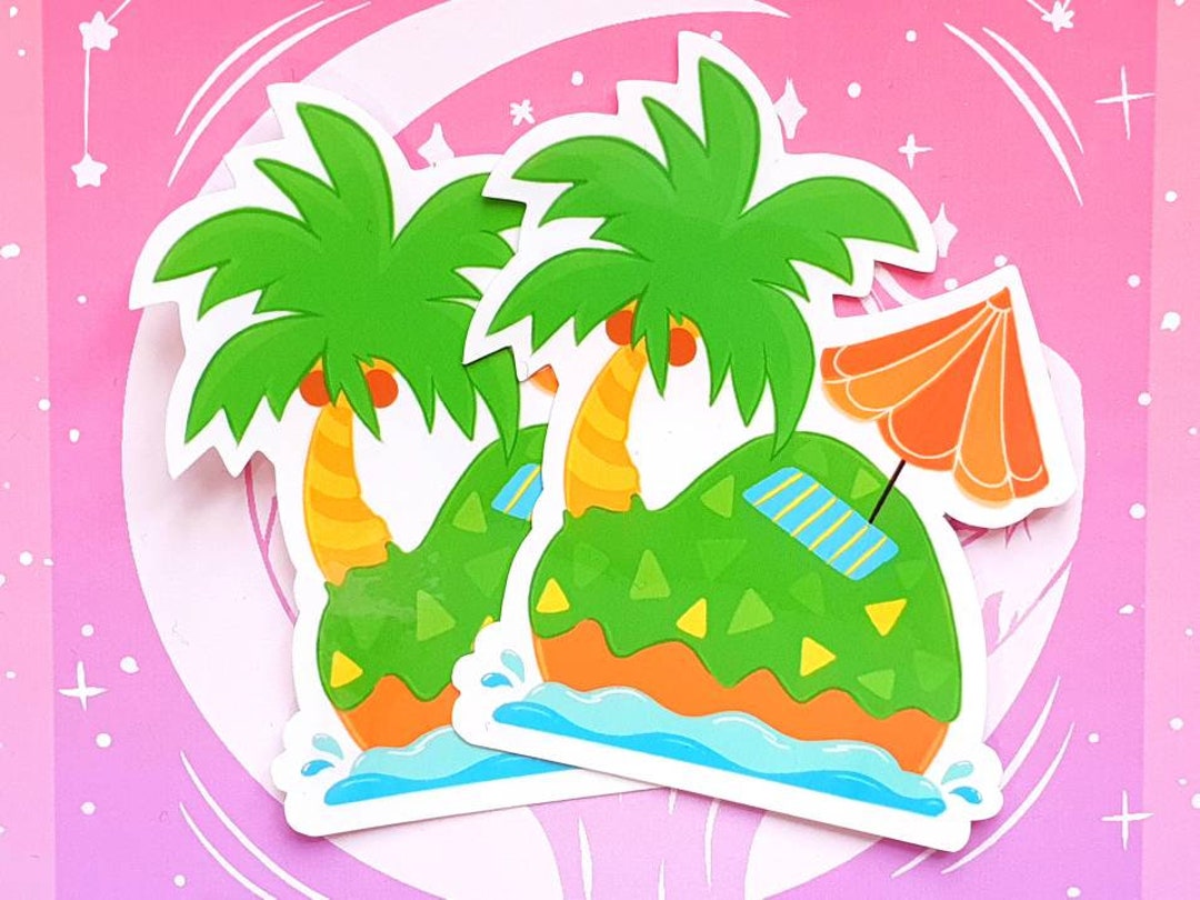 Tropical Island Animal Crossing Loading Icon Waterproof Vinyl Sticker ...