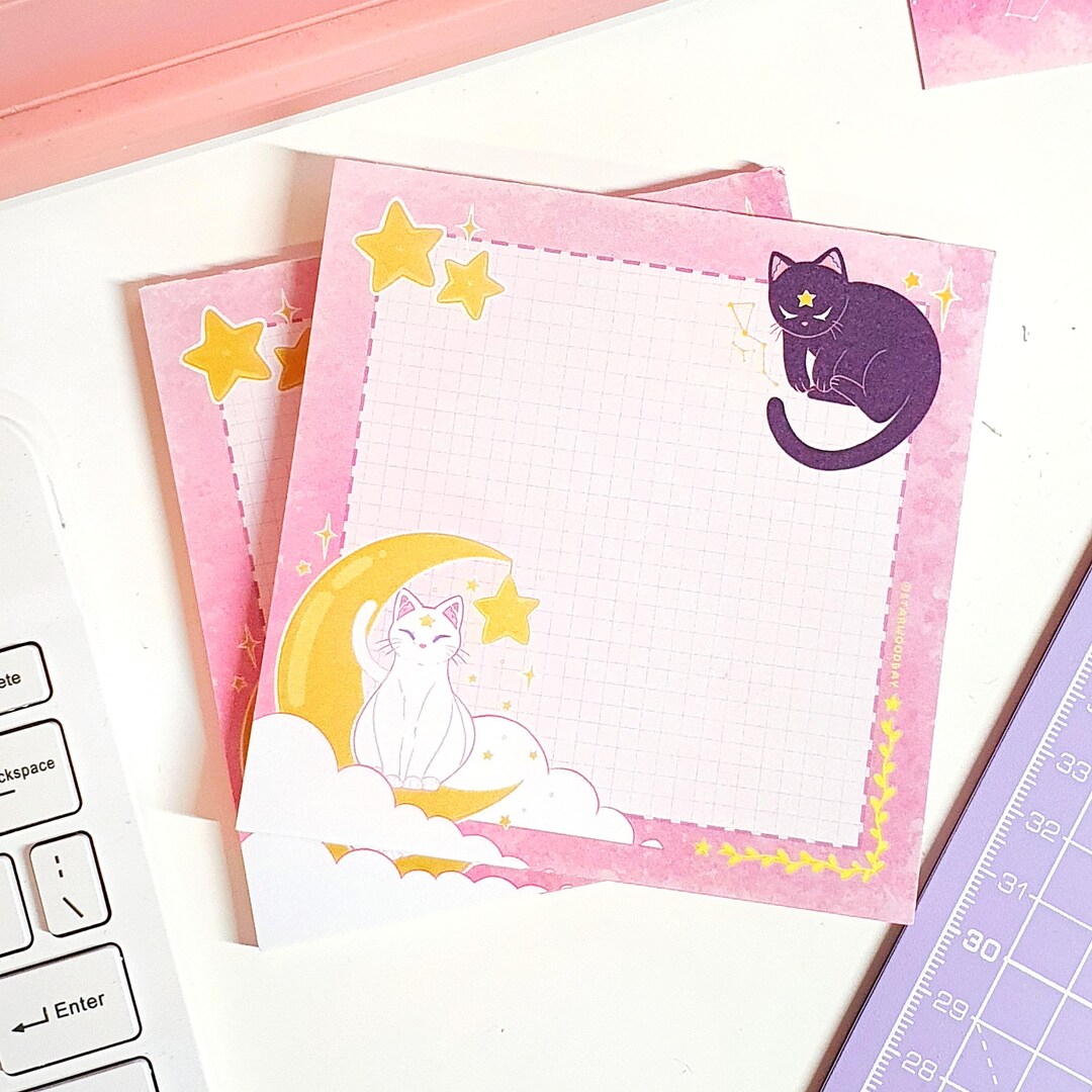 Magical Cats Notepad | Black White Cat Memo Pad To-do List - Etsy