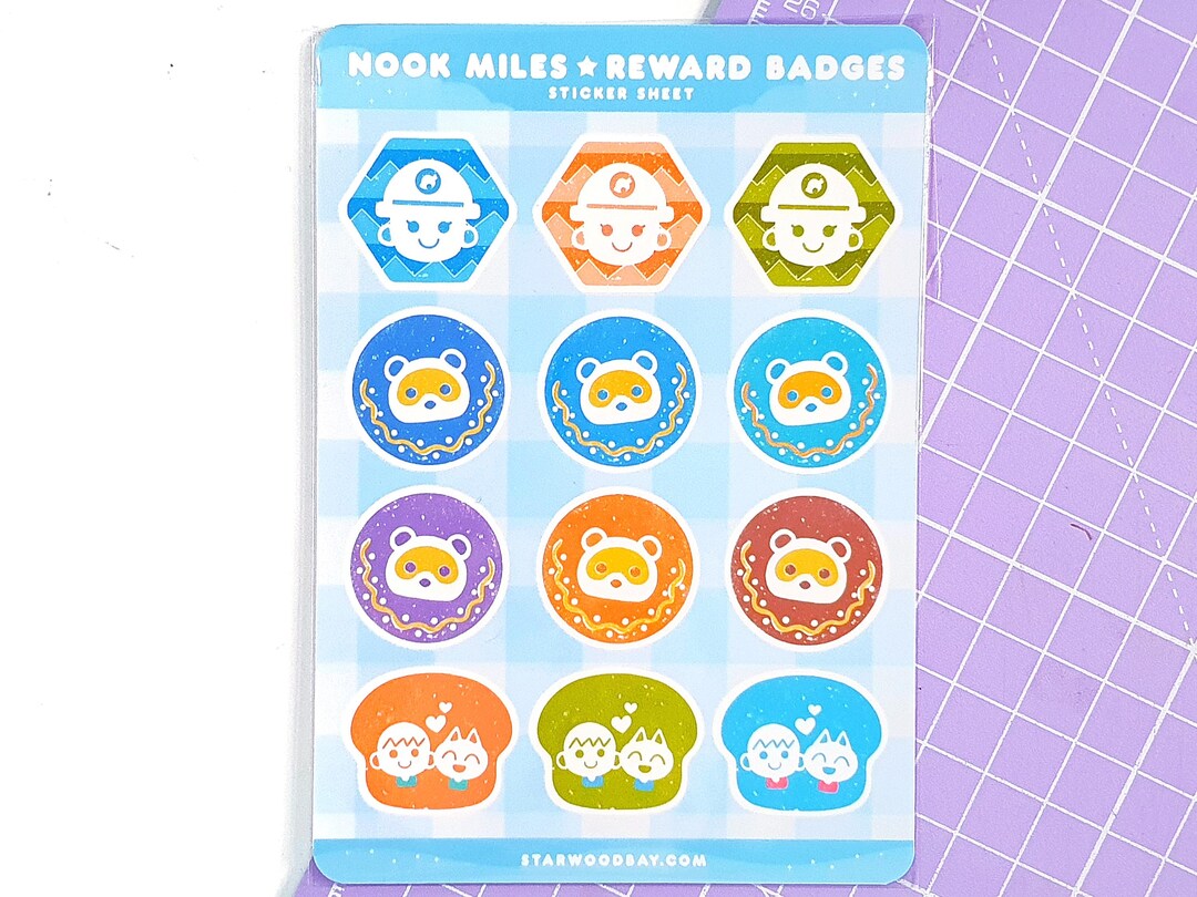 Nook Miles Reward Badges Sticker Sheet, Animal Crossing Inspired ...