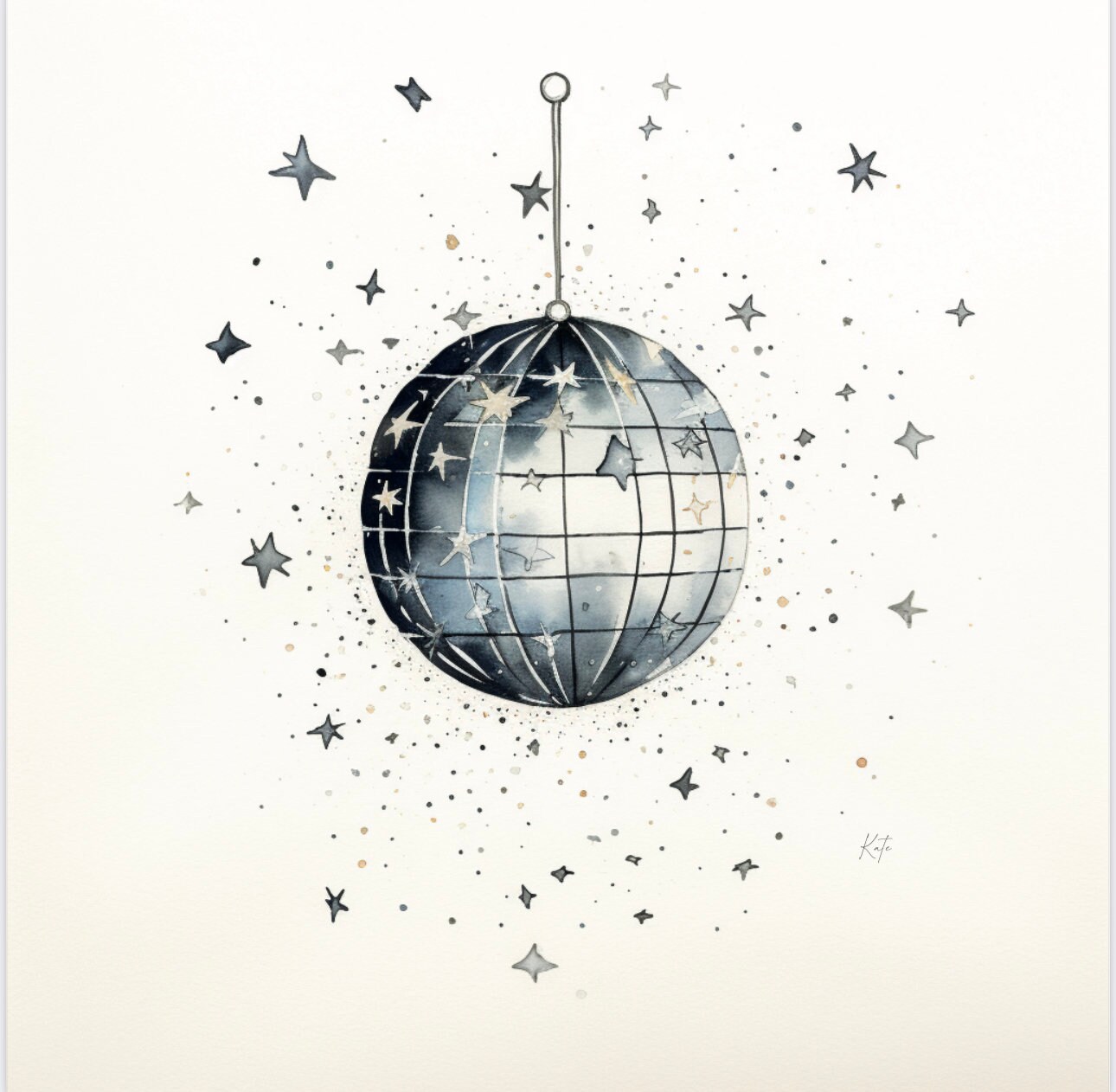 Watercolour Disco Ball Art Print Set | Instant Download | 10x10inch ...