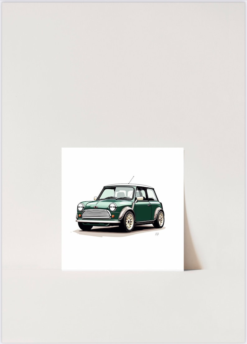 Racing Green Mini Cooper Watercolor - Digital Download, Classic Car Art ...