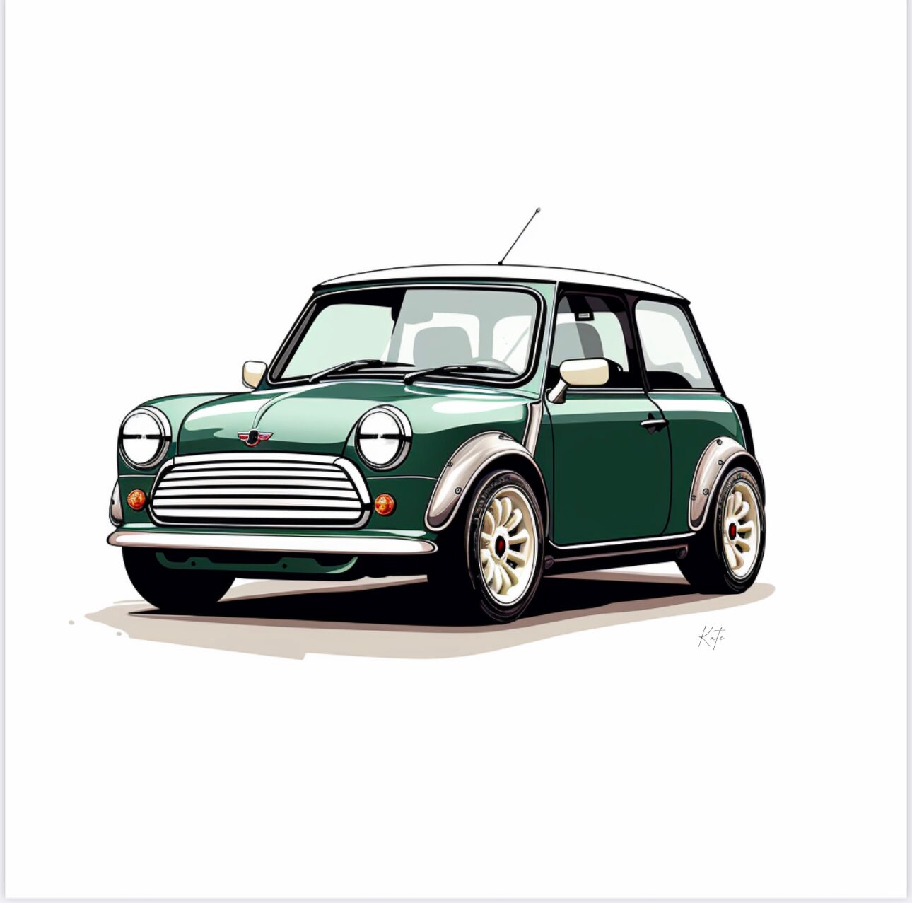 Racing Green Mini Cooper Watercolor - Digital Download, Classic Car Art ...