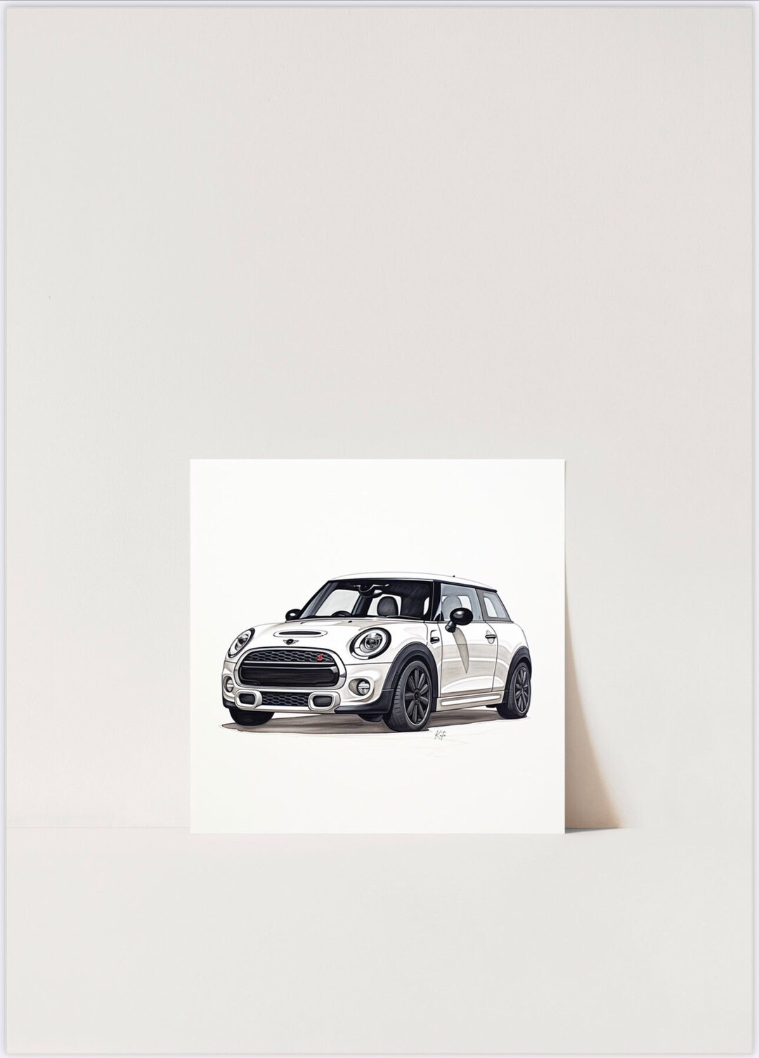 Modern White Mini Cooper Watercolor - Digital Download, Car Enthusiast ...
