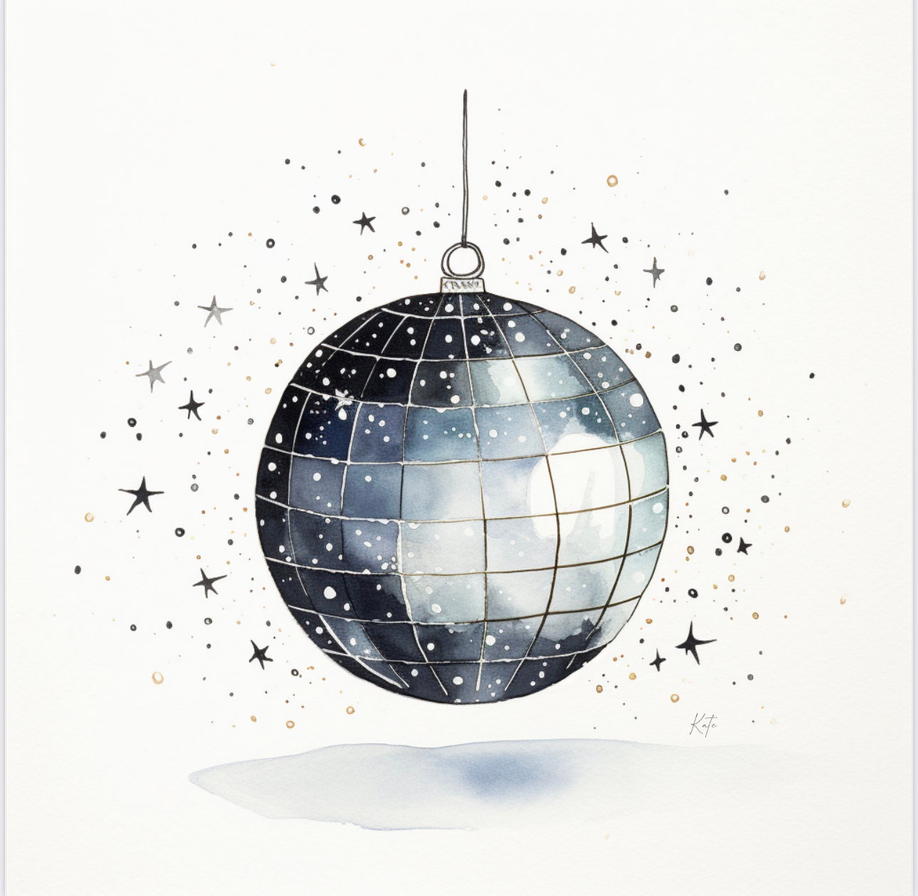 Watercolour Disco Ball Art Print Set | Instant Download | 10x10inch ...