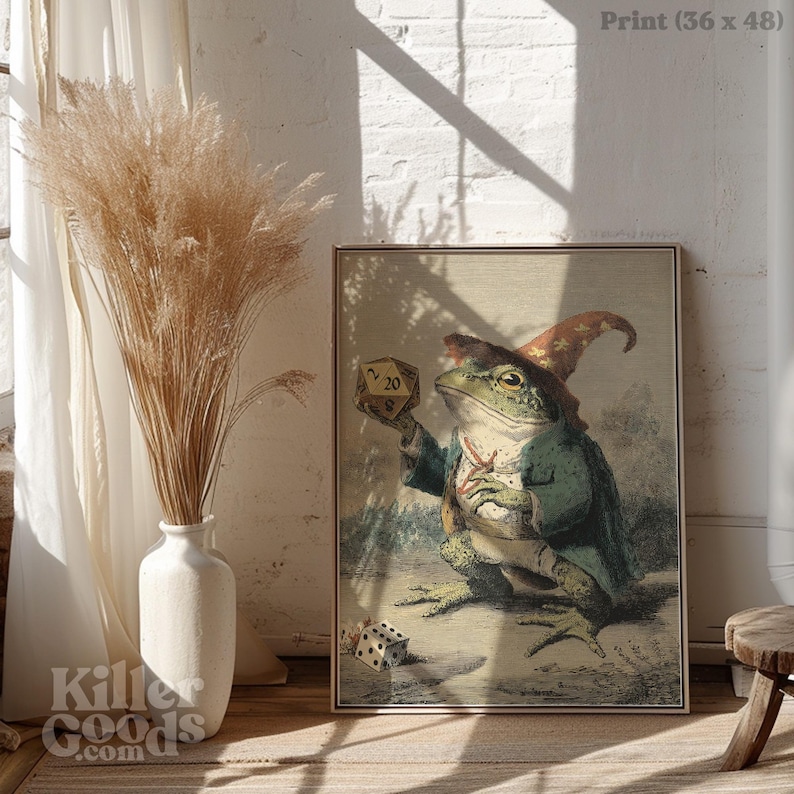 Wizard Frog Art Print: D&D Dice, Fantasy RPG Decor - Etsy
