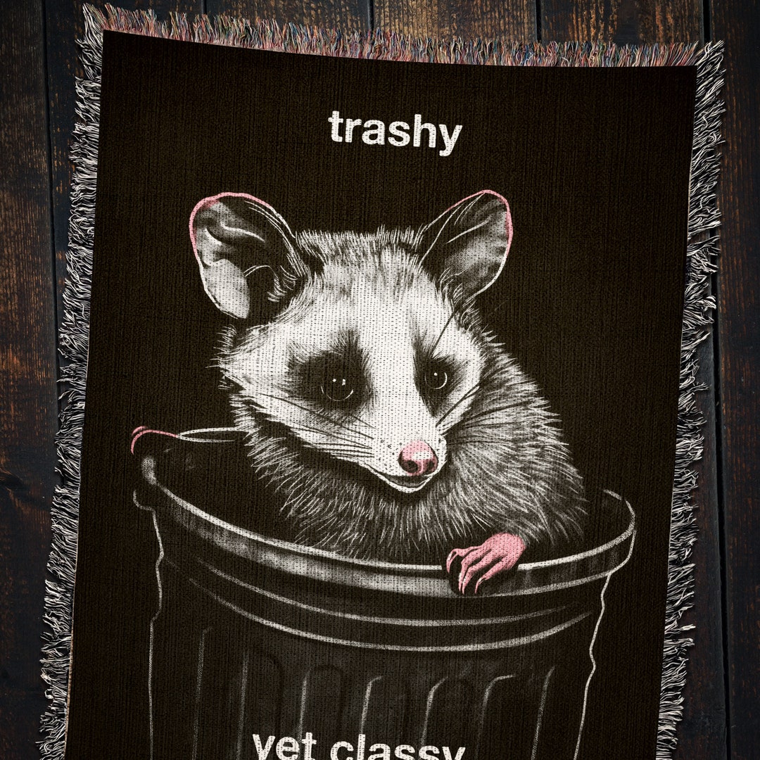 Vintage Possum Trash Can Throw Blanket • Trash Rat Decor, Trashy yet ...