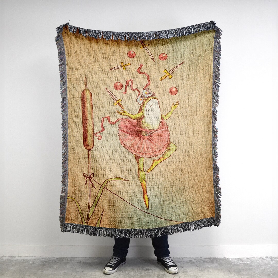 Vintage Frog Juggling Knives Blanket • Ballerina Tightrope Walking Frog ...