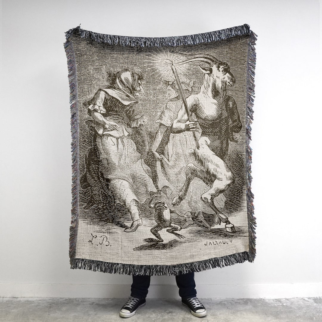 Baphomet Witch Dance Woven Throw Blanket: Vintage Satanic Gothic Decor ...