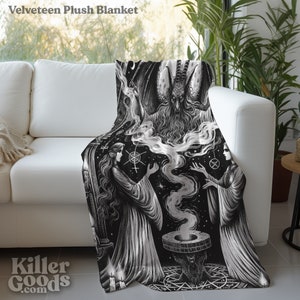 Vintage Satanic Ritual Blanket • Witchy Occult Decor, Baphomet, Arcane ...