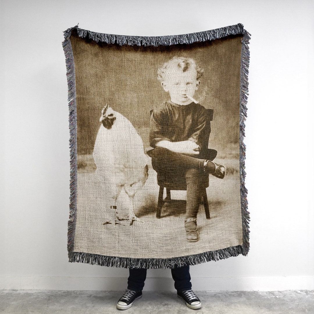 Victorian Child & Hen Photo Blanket: Eccentric Vintage Art Throw - Etsy