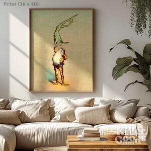 Frog Strongman Tumbling Act Vintage Circus Frog Art Print - Vintage ...