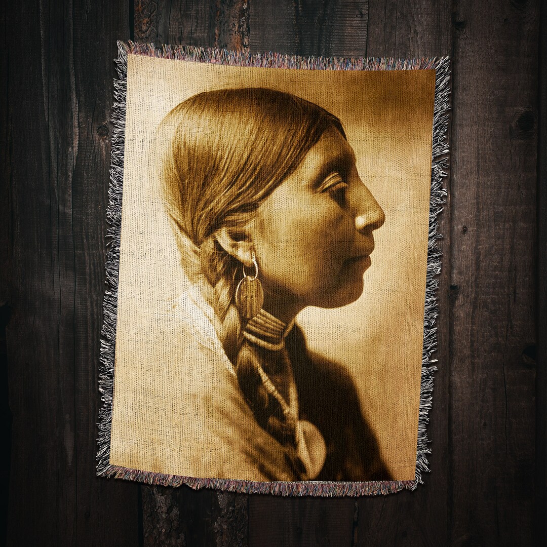 Native American Woman Woven Blanket: Wishham Indian Decor - Etsy