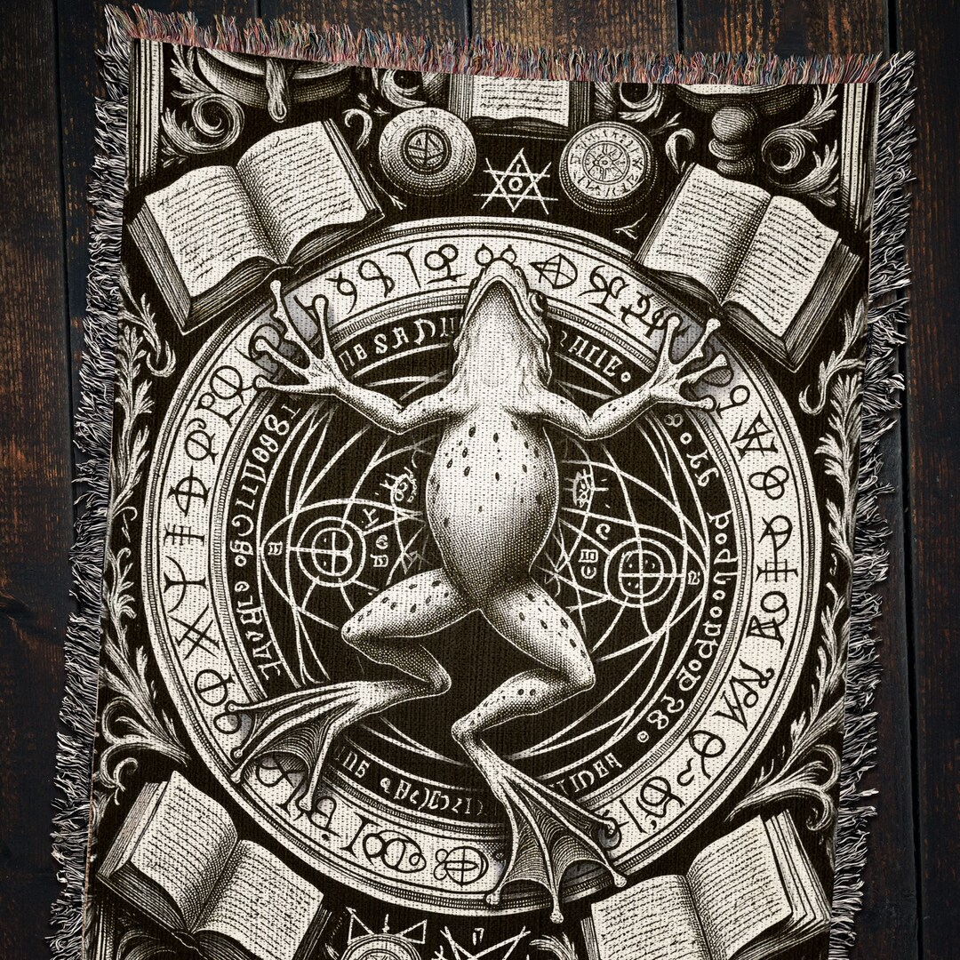 Vintage Magic Frog Summoning Blanket • Witchy Frog Circle Art ...