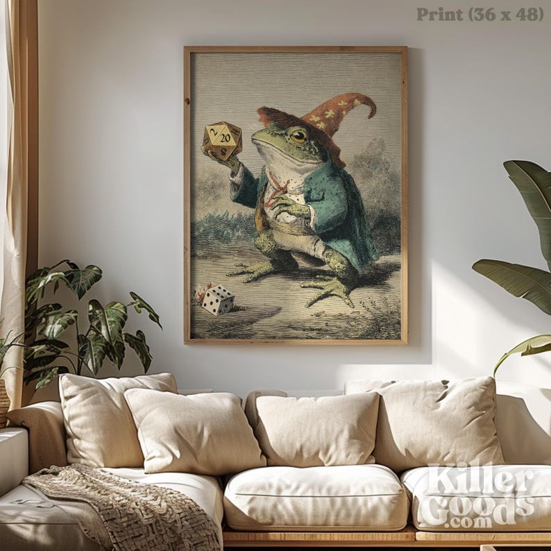 Wizard Frog Art Print: D&D Dice, Fantasy RPG Decor - Etsy