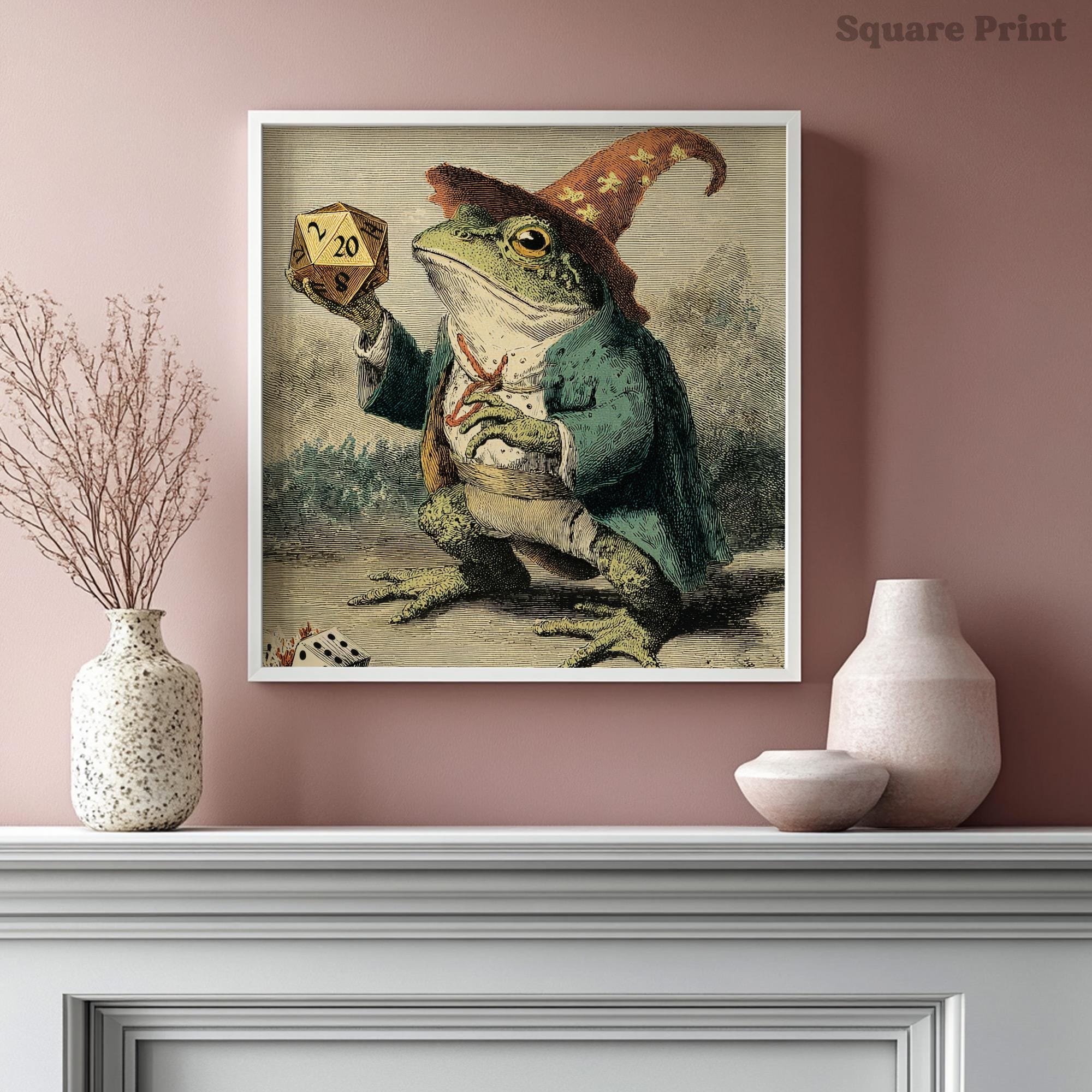 Wizard Frog Art Print: D&D Dice, Fantasy RPG Decor - Etsy