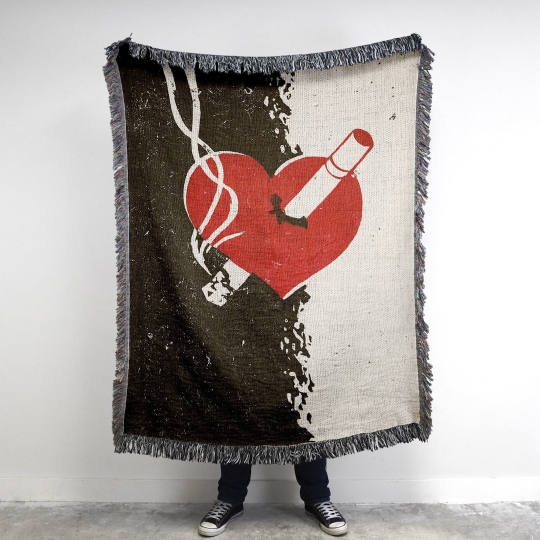 Vintage Comic Cigarette Woven Blanket • Retro Mod Heart Decor - Etsy