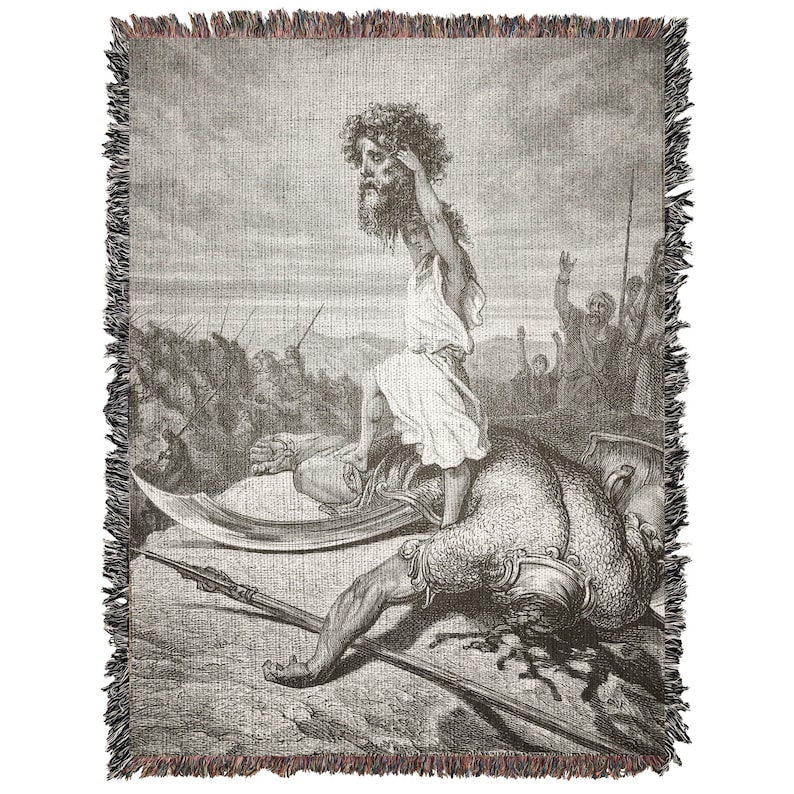 Bible Decor Vintage King David Art David and Goliath Woven - Etsy