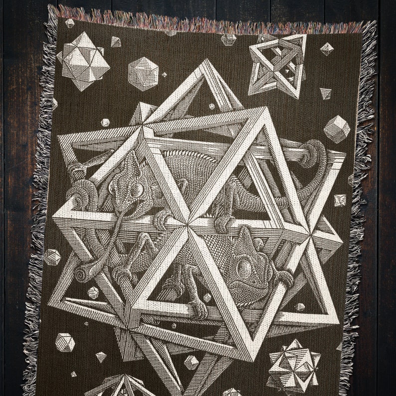 MC Escher Chameleon Stars Vintage Sci Fi Woven Throw Blanket: - Etsy