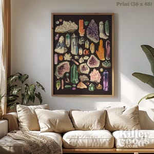 Vintage Mineral Crystals Art Print: Gemstone Poster, Quartz Decor - Etsy