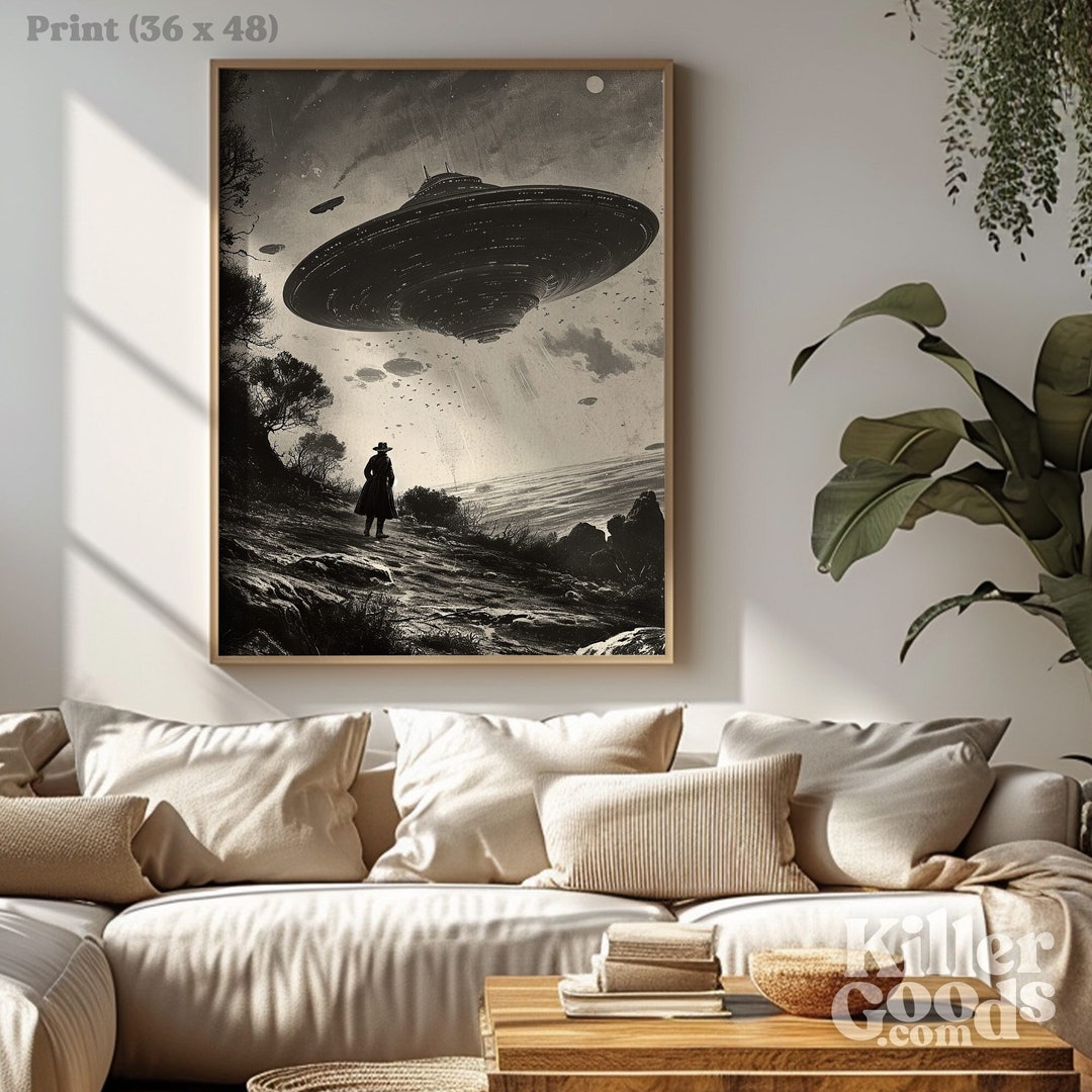 Space Cowboy Vintage Sci Fi Western Art Print - Vintage Cowboy Wall Art ...