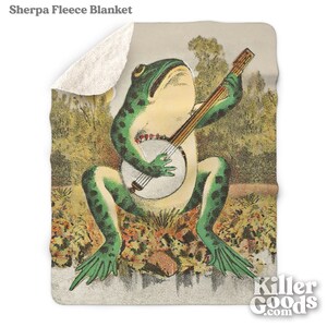 Banjo Frog Blanket Vintage Frog Folklore Woven Throw Blanket: Man I ...