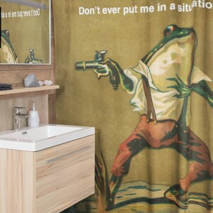 Danger Frog Shower Curtain ~ Vintage Frog Meme Decor, Man I Love Frogs ...