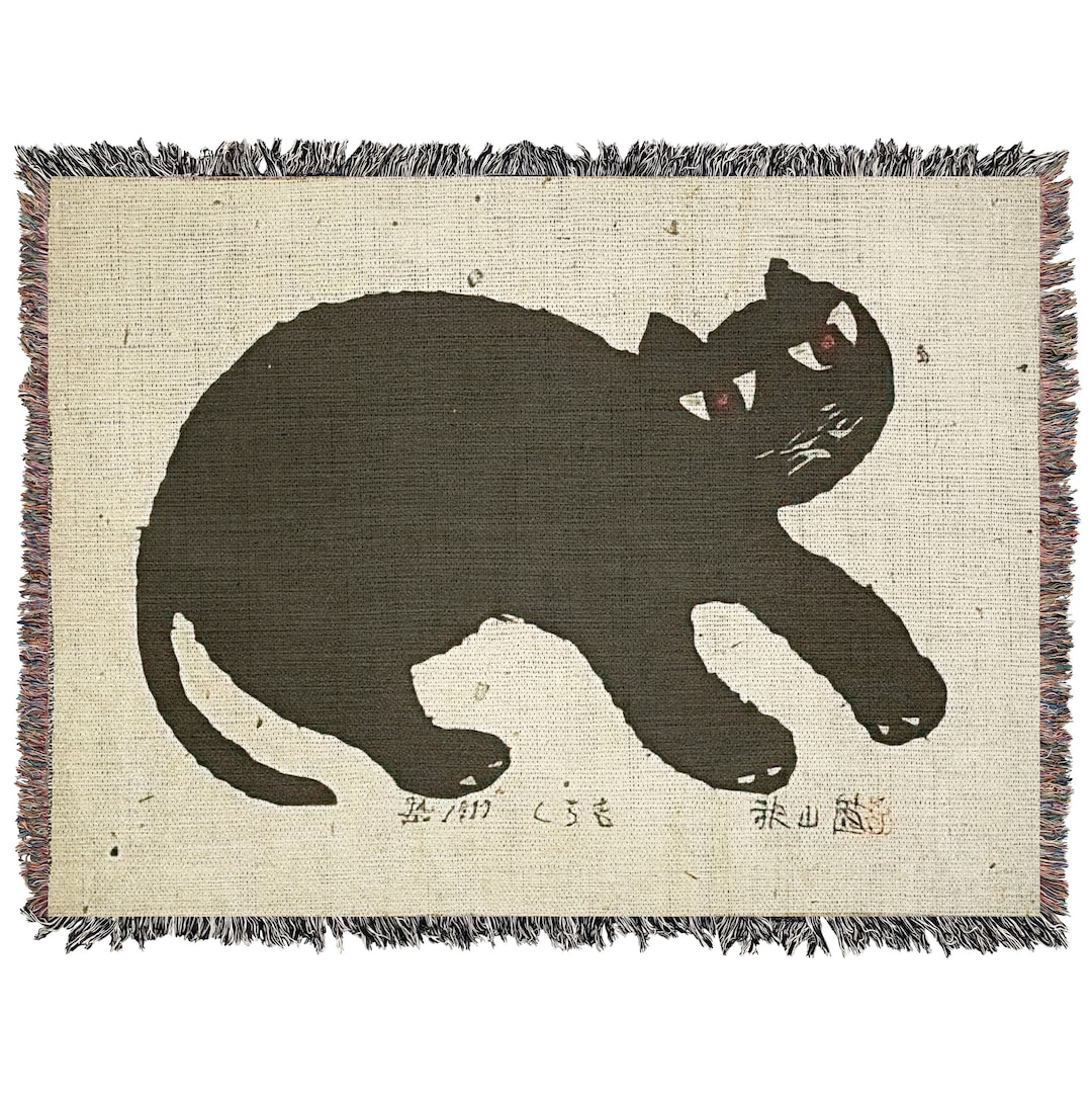Japanese Cat Blanket Japanese Decor Cat Room Decor Cat Woven Blanket ...