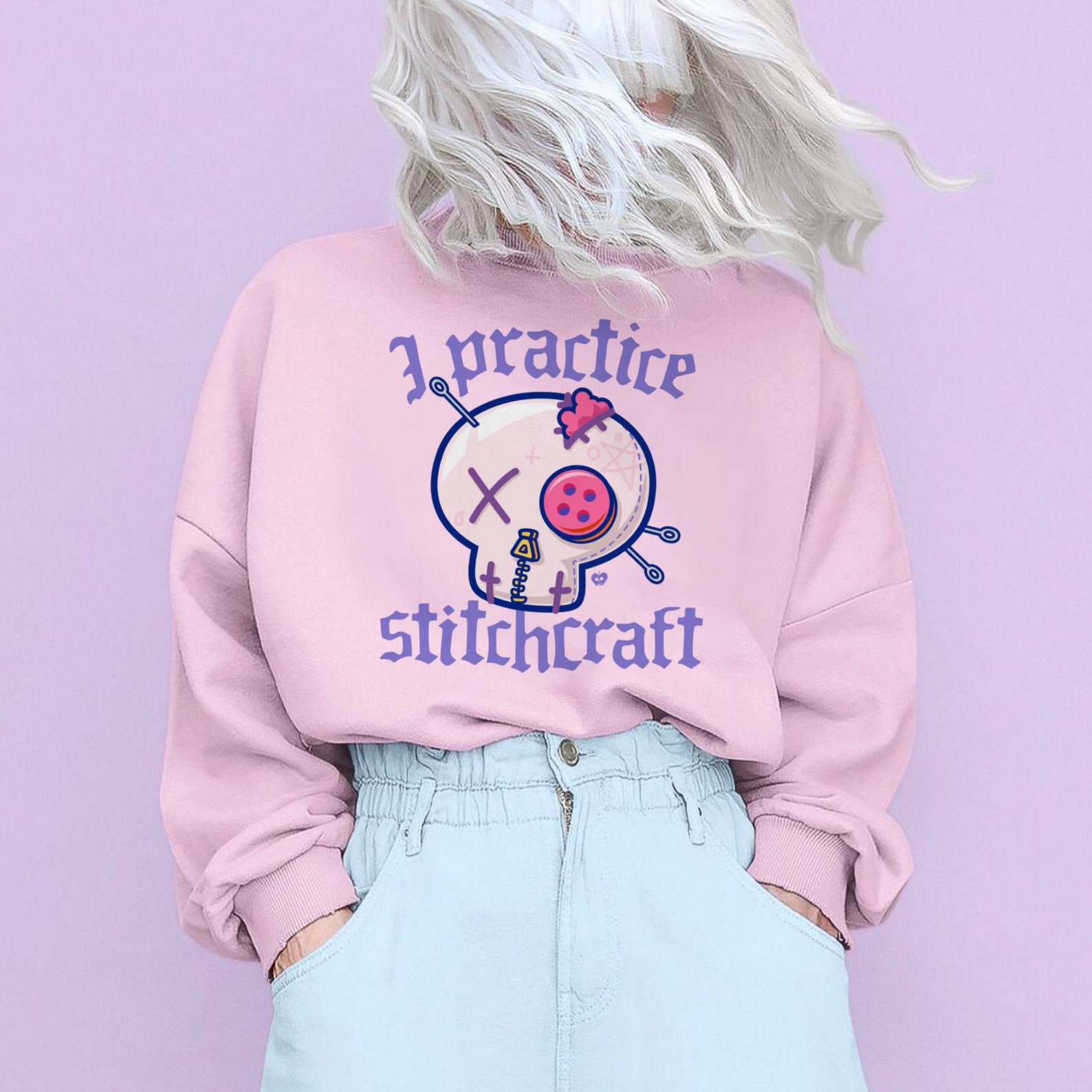 Pastel Goth Clothing Cute Gothic Skull Oversized Crew Neck | Etsy