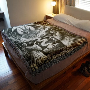 Vintage Satanic Ritual Blanket • Witchy Occult Decor, Baphomet, Arcane ...