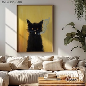 Smoking Cat Art Print, Antique Cat Art, Vintage Cat, Victorian Kitsch ...