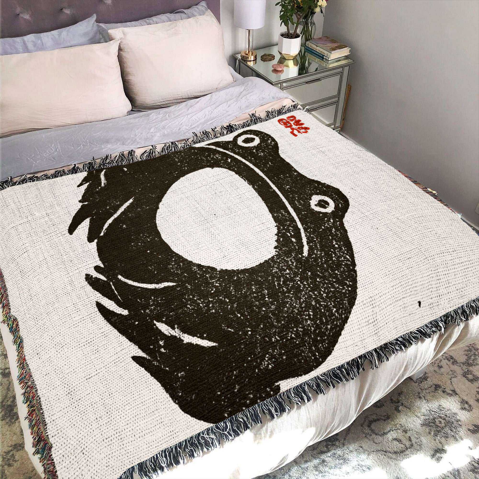 Japanese Frog Decor Vintage Japanese Decor Folklore Woven - Etsy