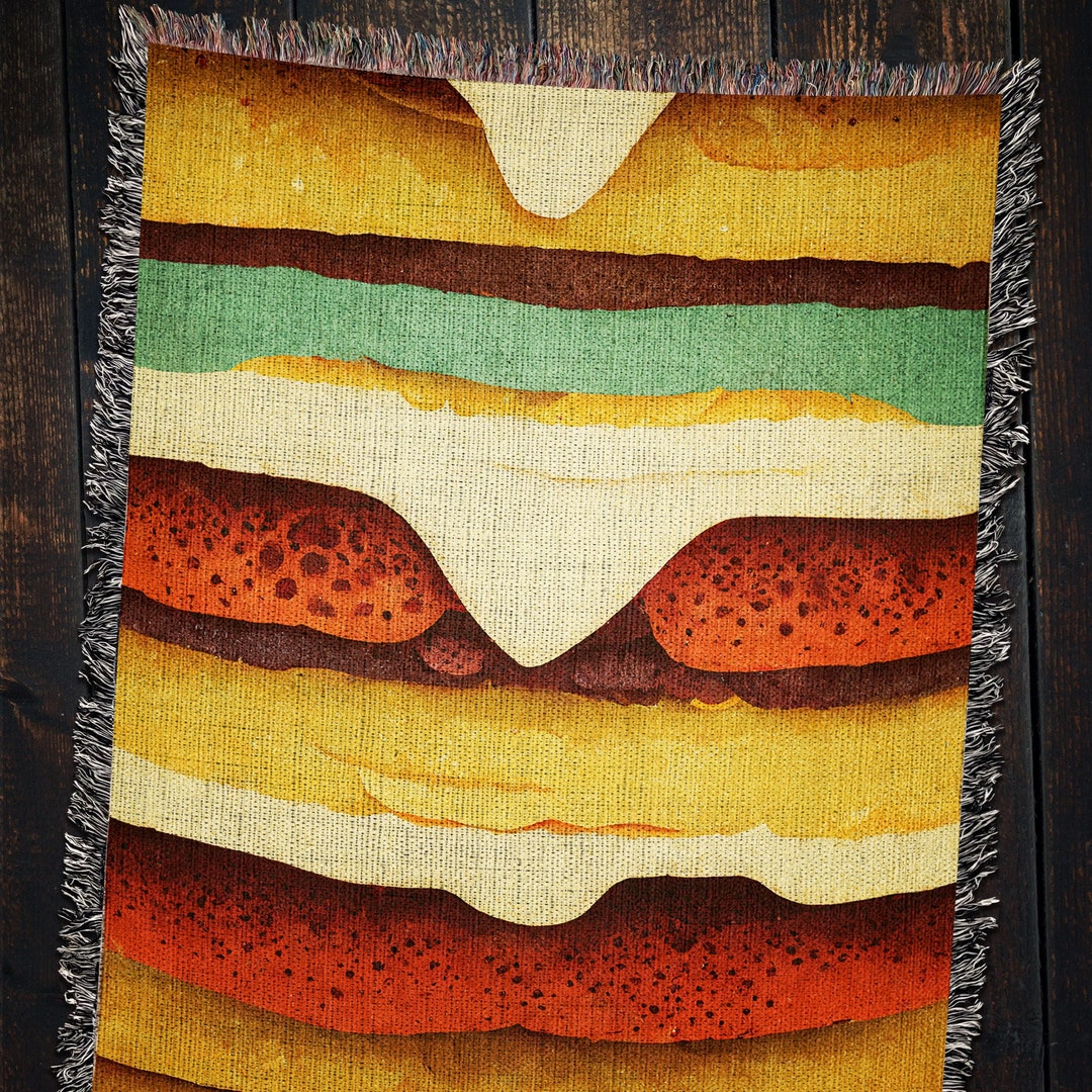 Abstract Art Blanket Minimalist Cheeseburger Woven Throw Blanket ...
