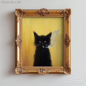 Smoking Cat Art Print, Antique Cat Art, Vintage Cat, Victorian Kitsch ...