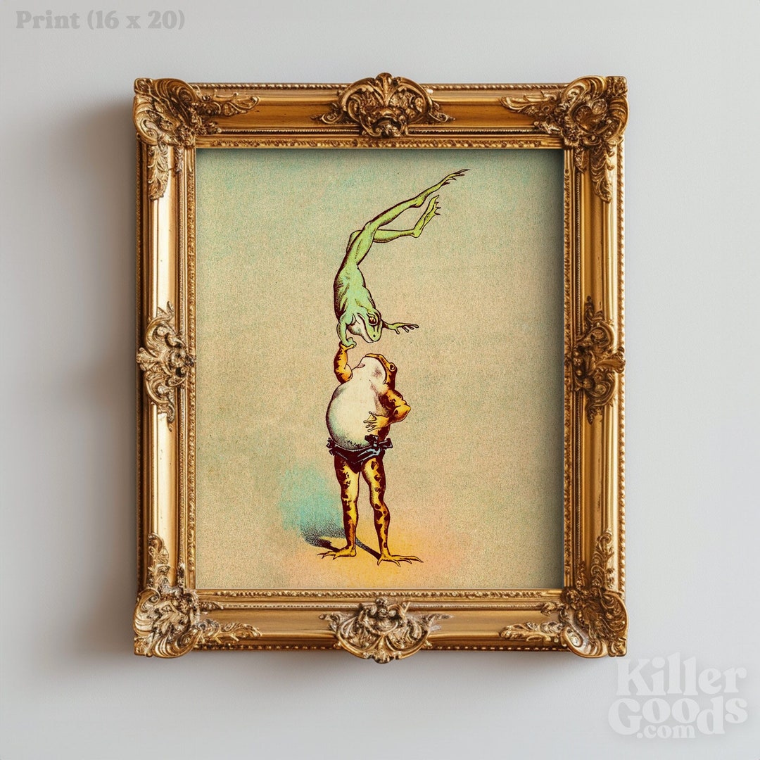 Frog Strongman Tumbling Act Vintage Circus Frog Art Print Vintage ...
