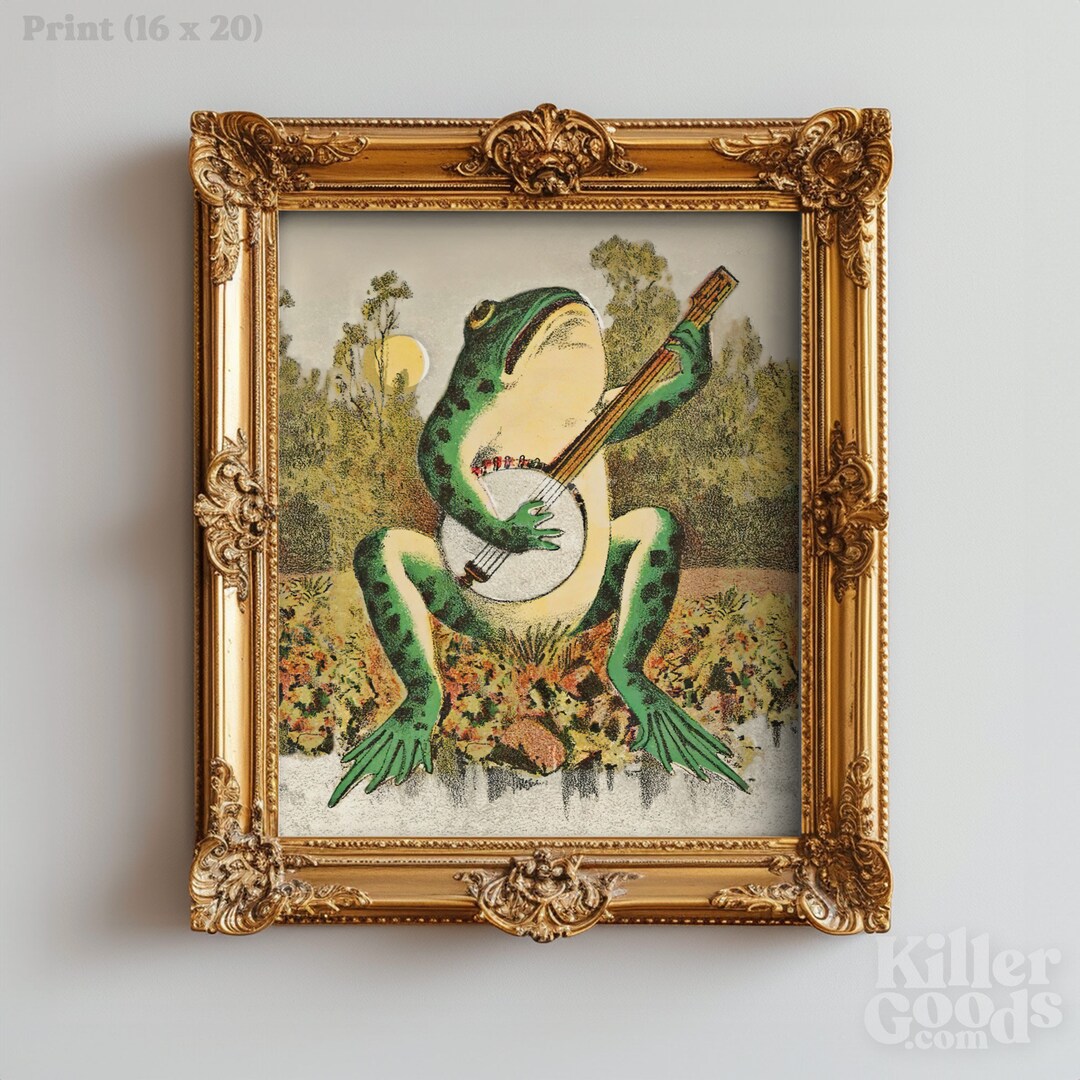 Banjo Frog Art Print: Vintage Kitsch Retro Toad Poster - Etsy