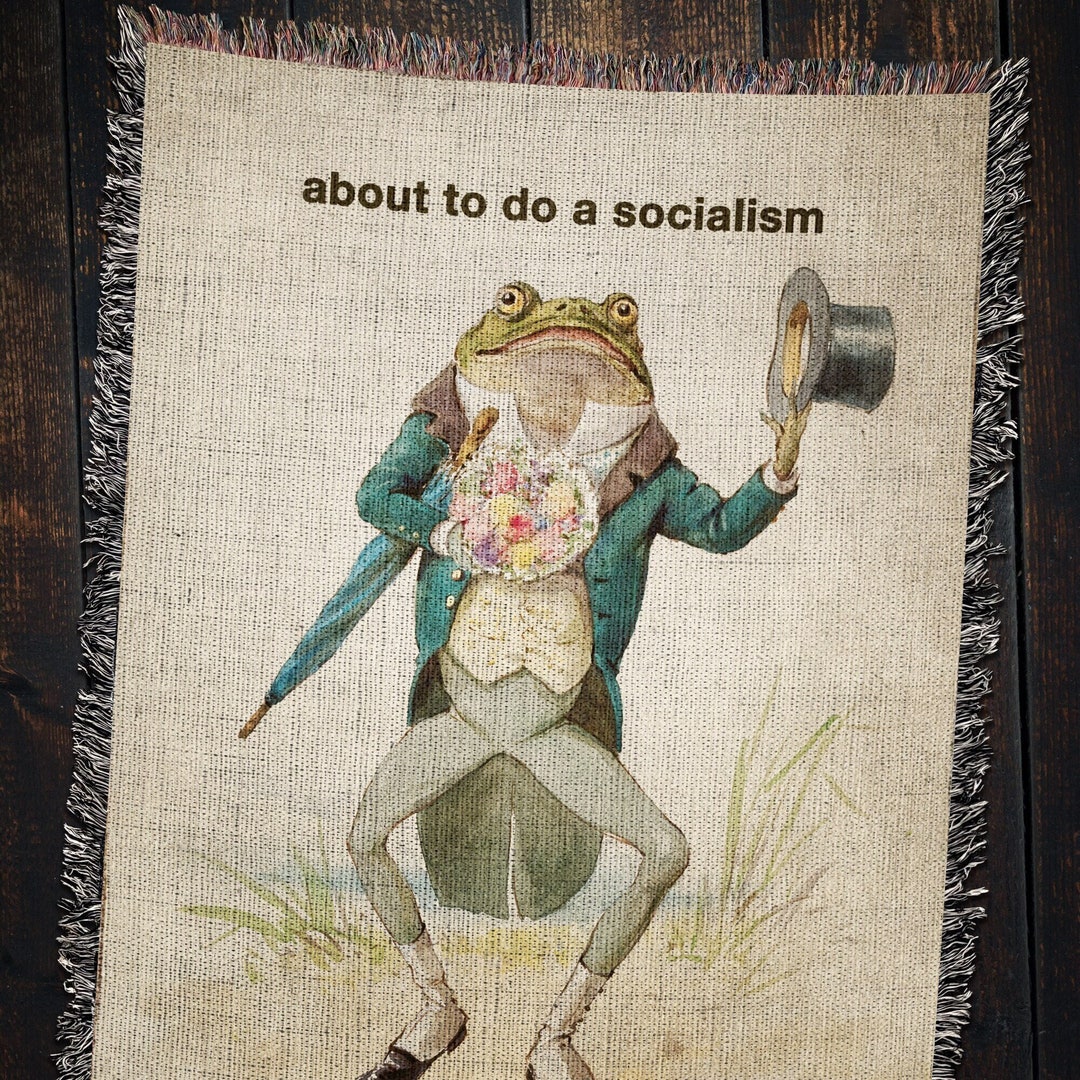 Socialism Frog Blanket Vintage Frog Meme Woven Throw Blanket: Man I ...